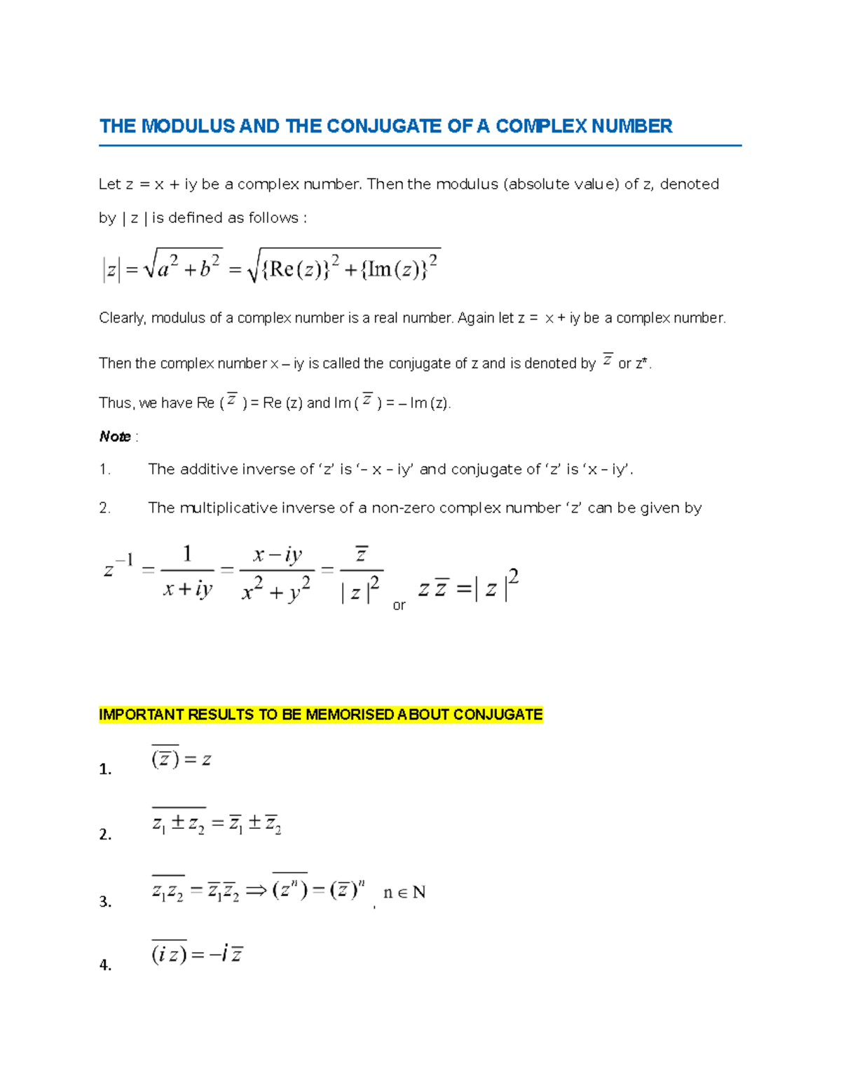 Complex Number Part 3 - The Modulus And The Conjugate Of A Complex 