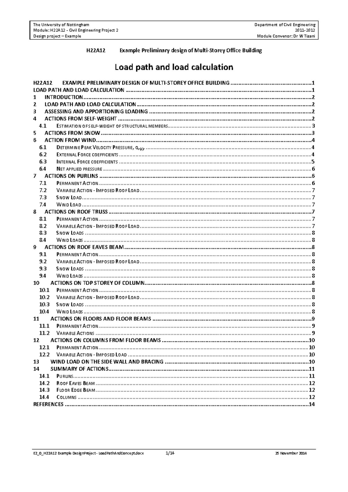 Load Calculation - E2 0 H22A12 Example Design Project - Load Path And ...