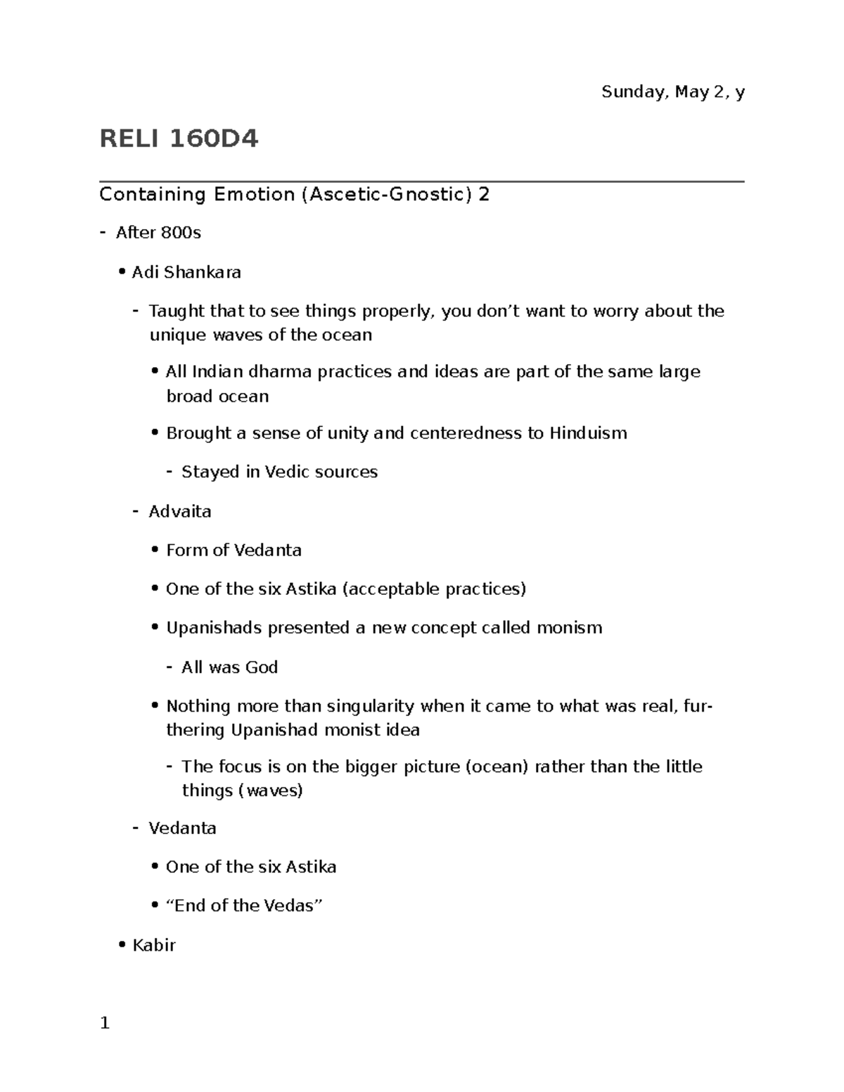 Lecture 22 - Containing Emotion (Ascetic-Gnostic) 2 - Sunday, May 2, y ...