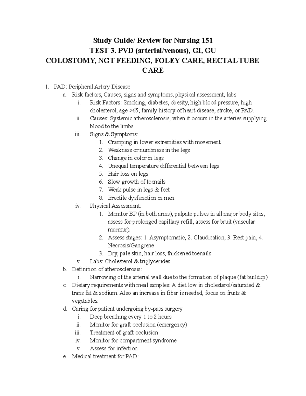 Exam 3 Study Guide - Class: Introduction to Medical Surgical Nursing ...