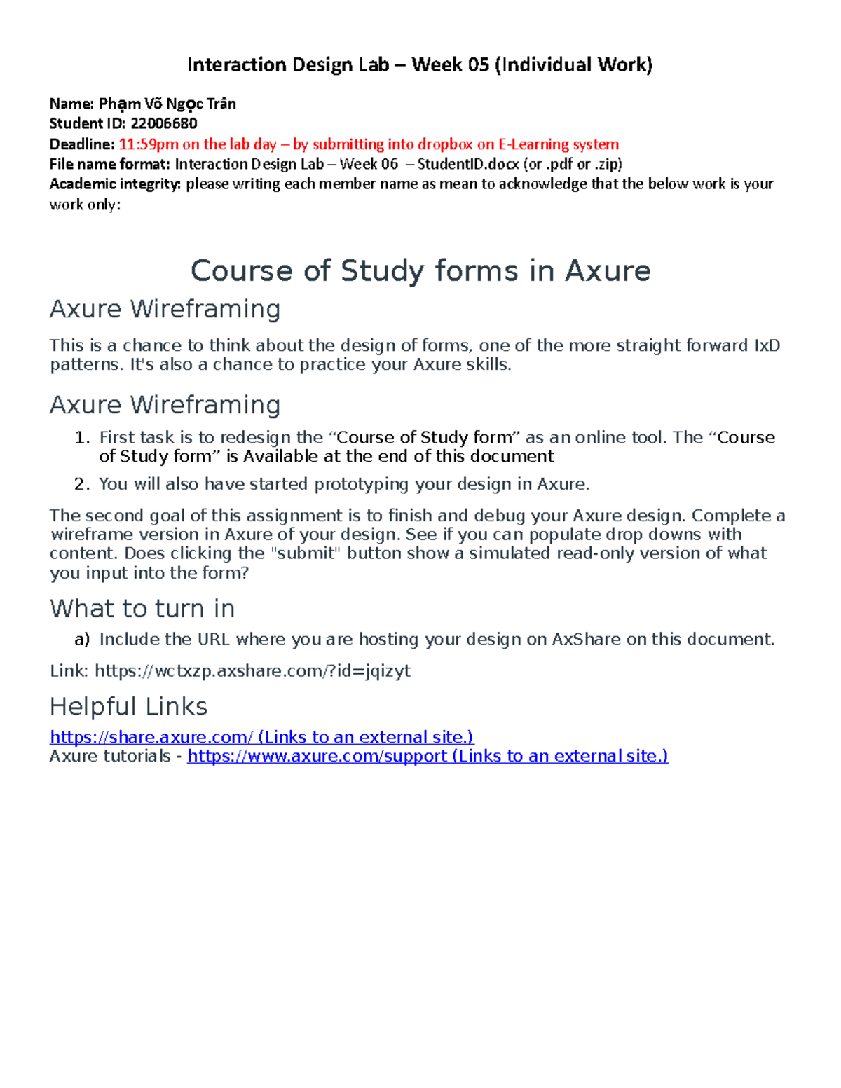 Interaction Design Lab – Week 05-New - 22006 680 - Interaction Design Lab – Week 05 (Individual ...