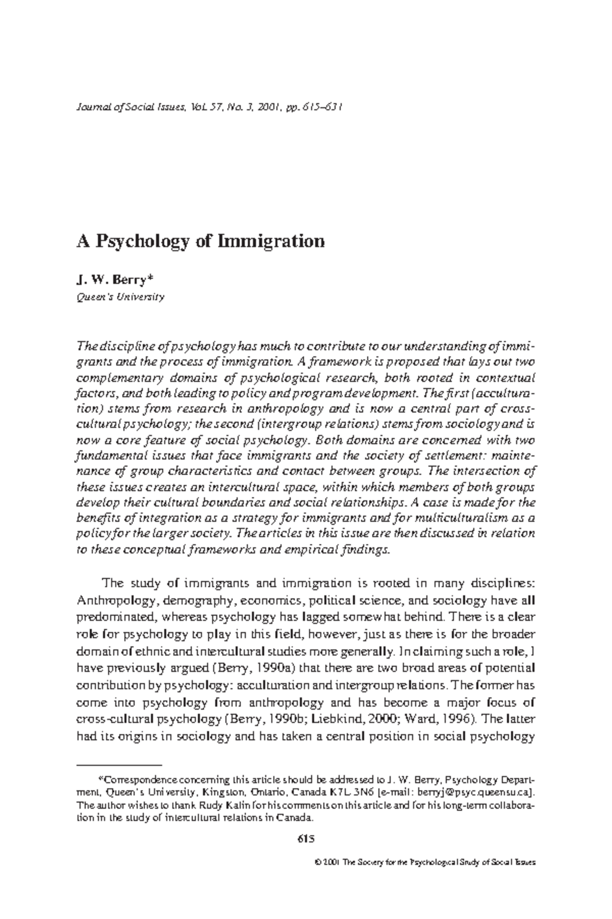 1 5 2015 Sapountzis Berry paper 2 - A Psychology of Immigration J. W ...