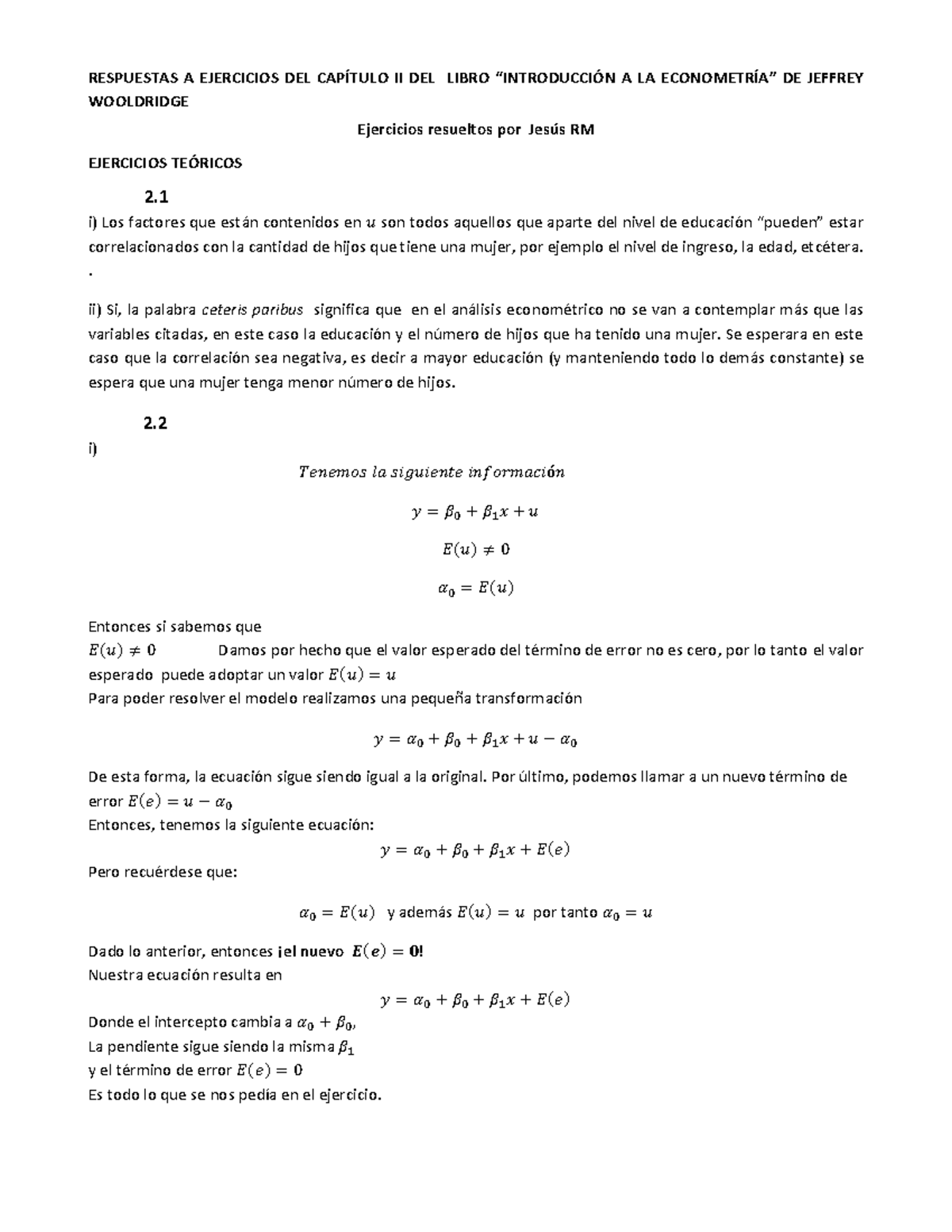 Pdfcoffee - Ejercicios - RESPUESTAS A EJERCICIOS DEL CAPÍTULO II DEL LIBRO “INTRODUCCIÓN A LA ...