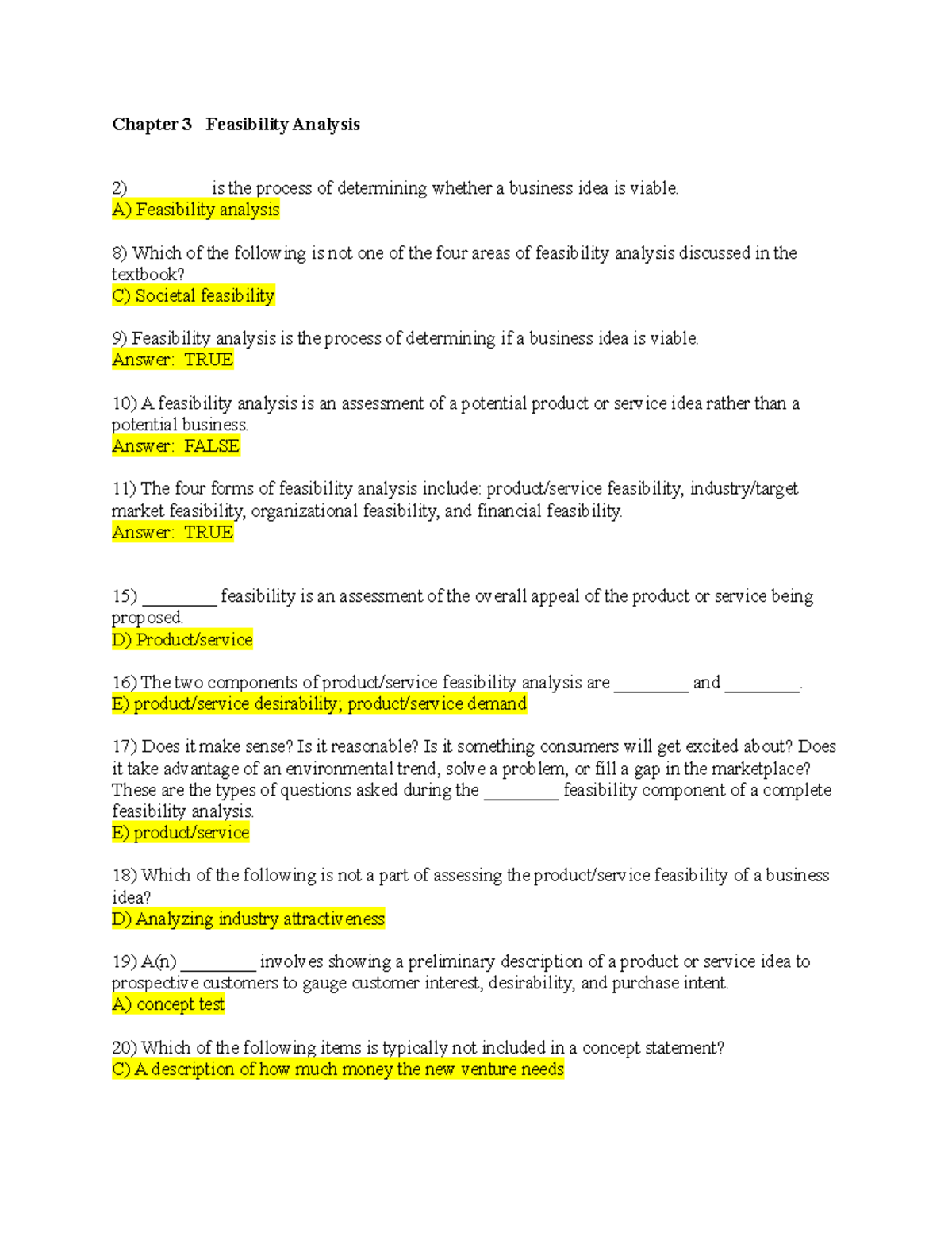 Chapter 3 test banks - bjl - Chapter 3 Feasibility Analysis ________ is ...