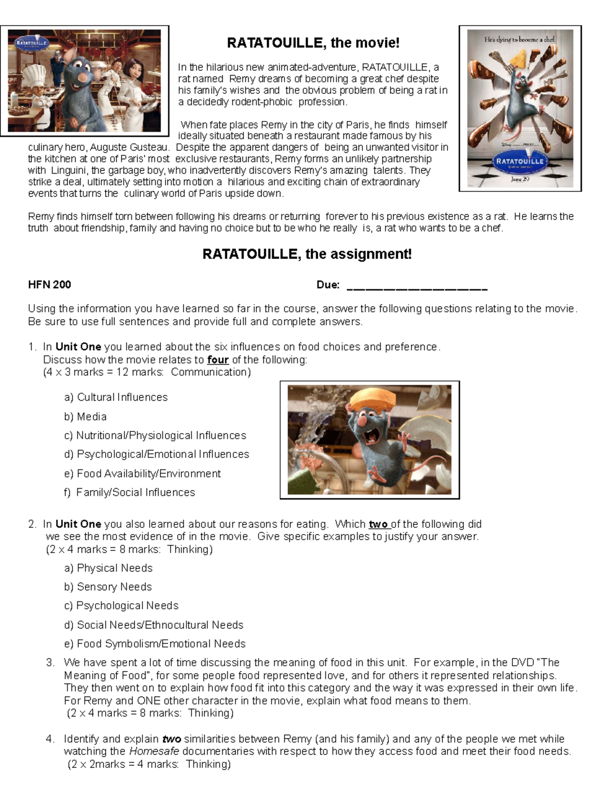 Ratatouille -test - school - RATATOUILLE, the movie! In the hilarious ...