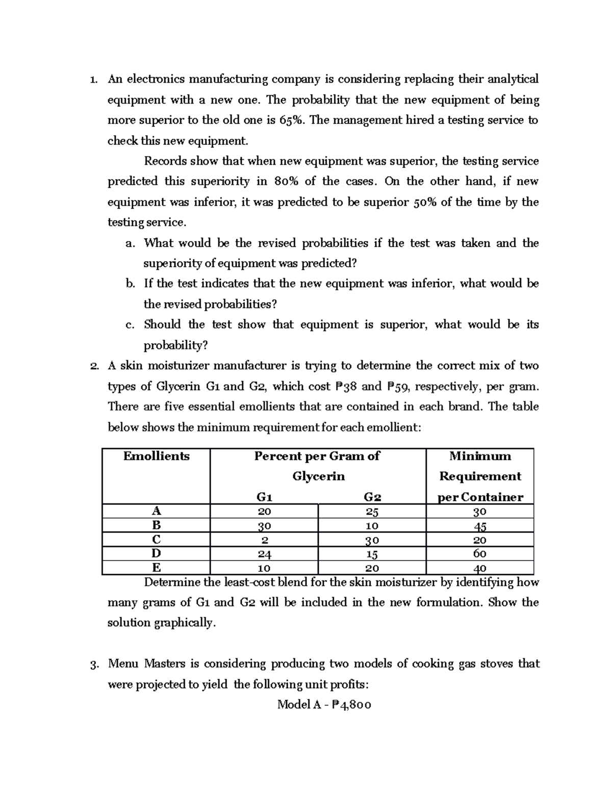 Management Science - fghjgfgfh - An electronics manufacturing company ...