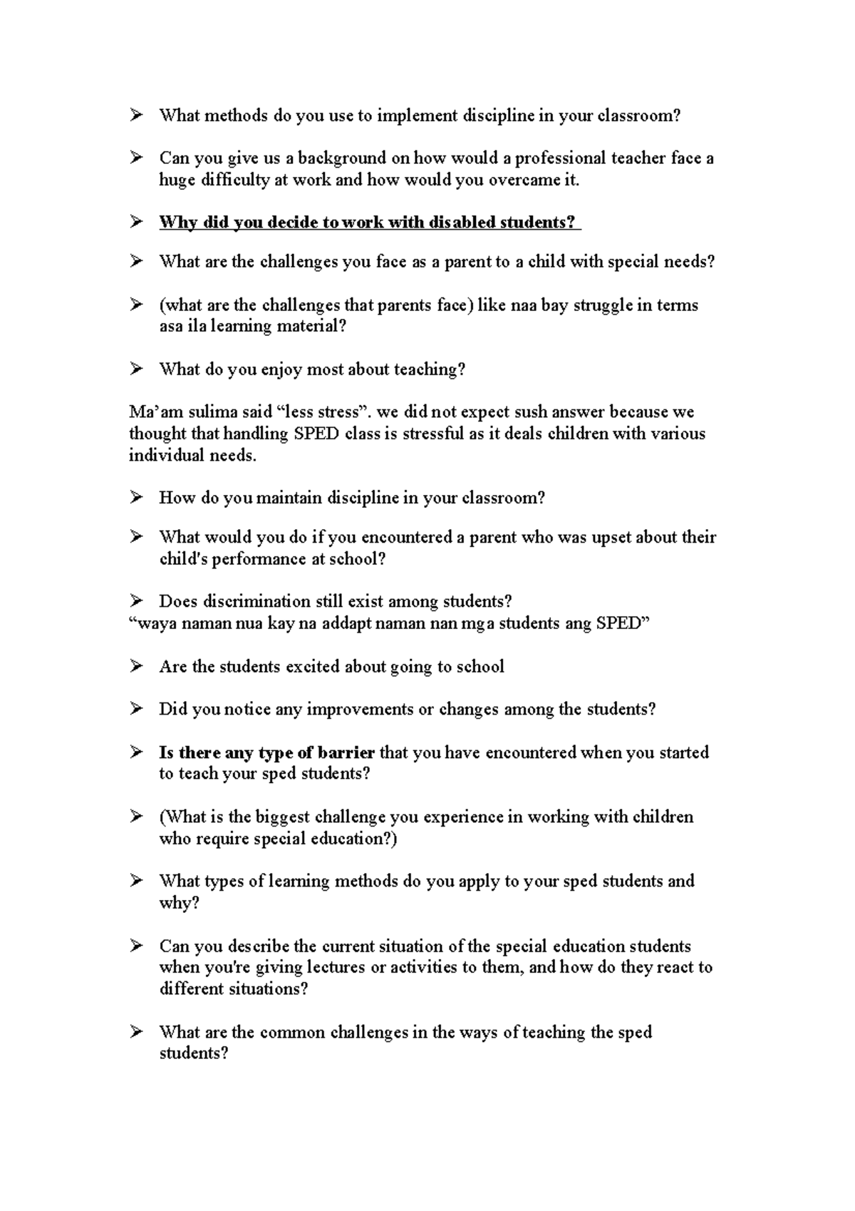 Questions in interview - What methods do you use to implement ...