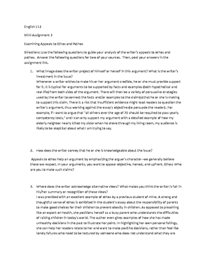 ENG 112 Paper Two Comparisons - Evangelista 1 Joshua Evangelista ...