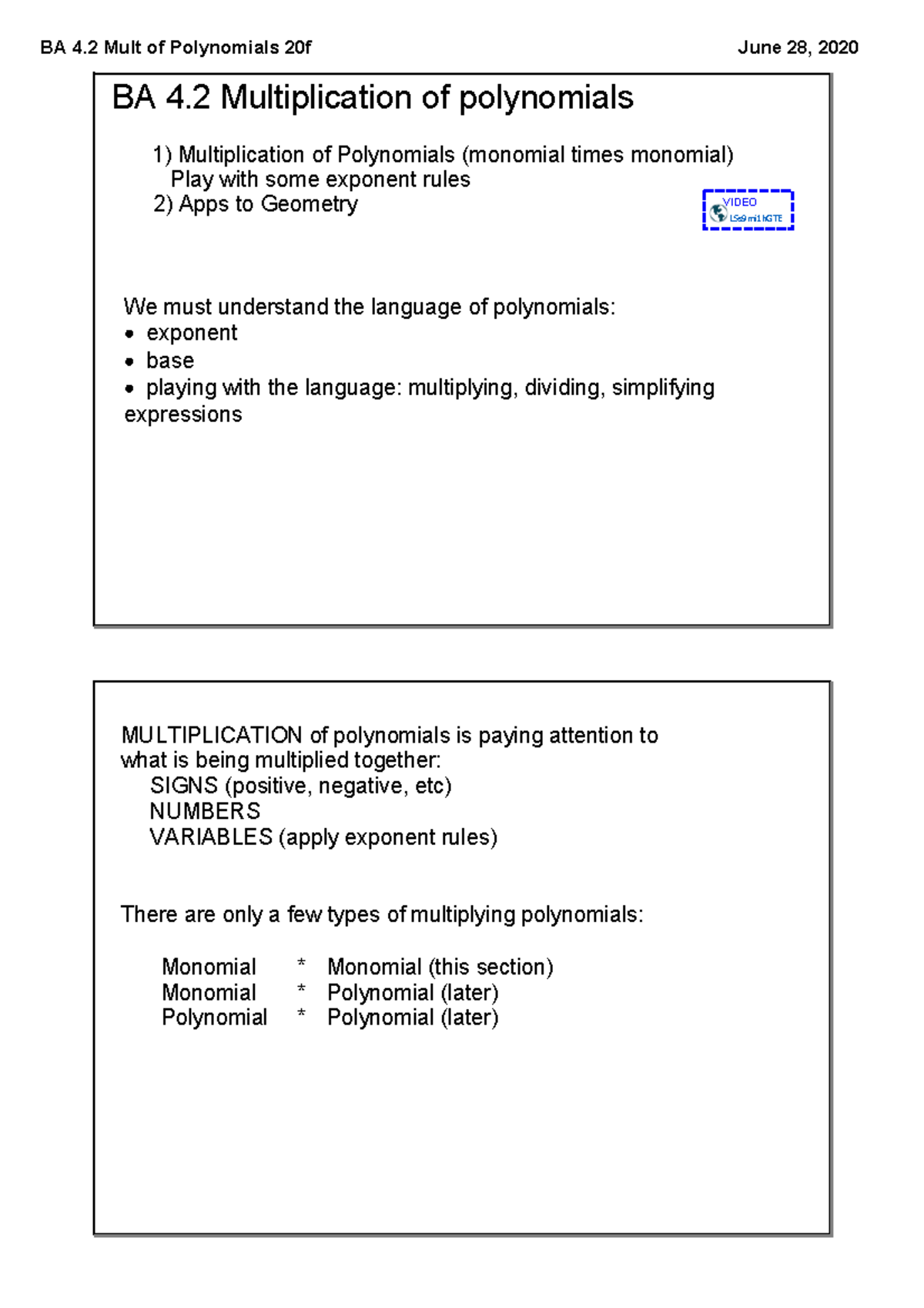 BA 4.2 Mult of Polynomials 20f - BA 4 Multiplication of polynomials ...