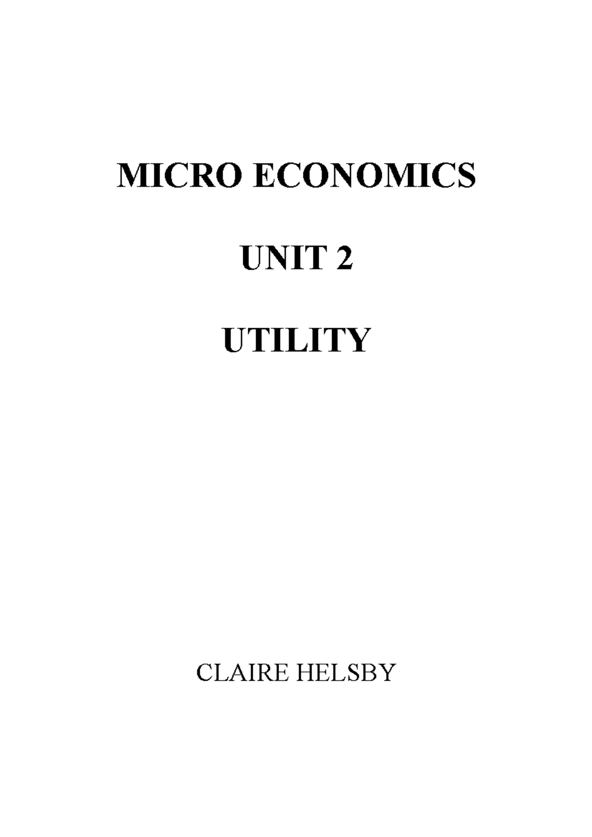 UNIT 2 Micro - Unit 1 Exercise Questions - MICRO ECONOMICS UNIT 2 ...