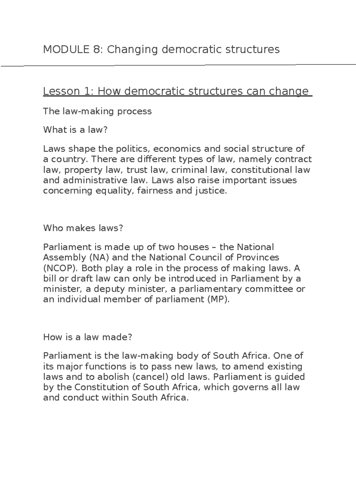 Module 8- Changing democratic structures and Movement and breath work ...
