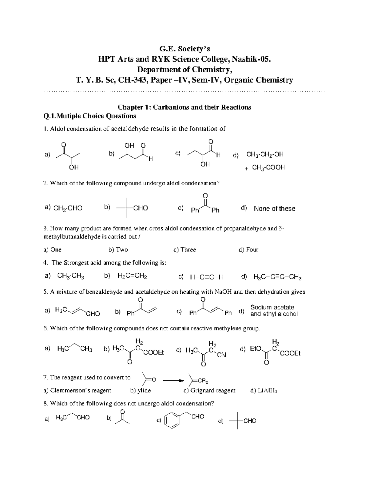 THIRD YEAR B.SC. ORGANIC CHEMISTRY NOTES - G. Society’s HPT Arts and ...