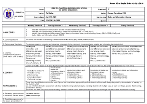 English 11-DLL - Lesson Plan - GRADE 11 School Francisco Laya Memorial ...