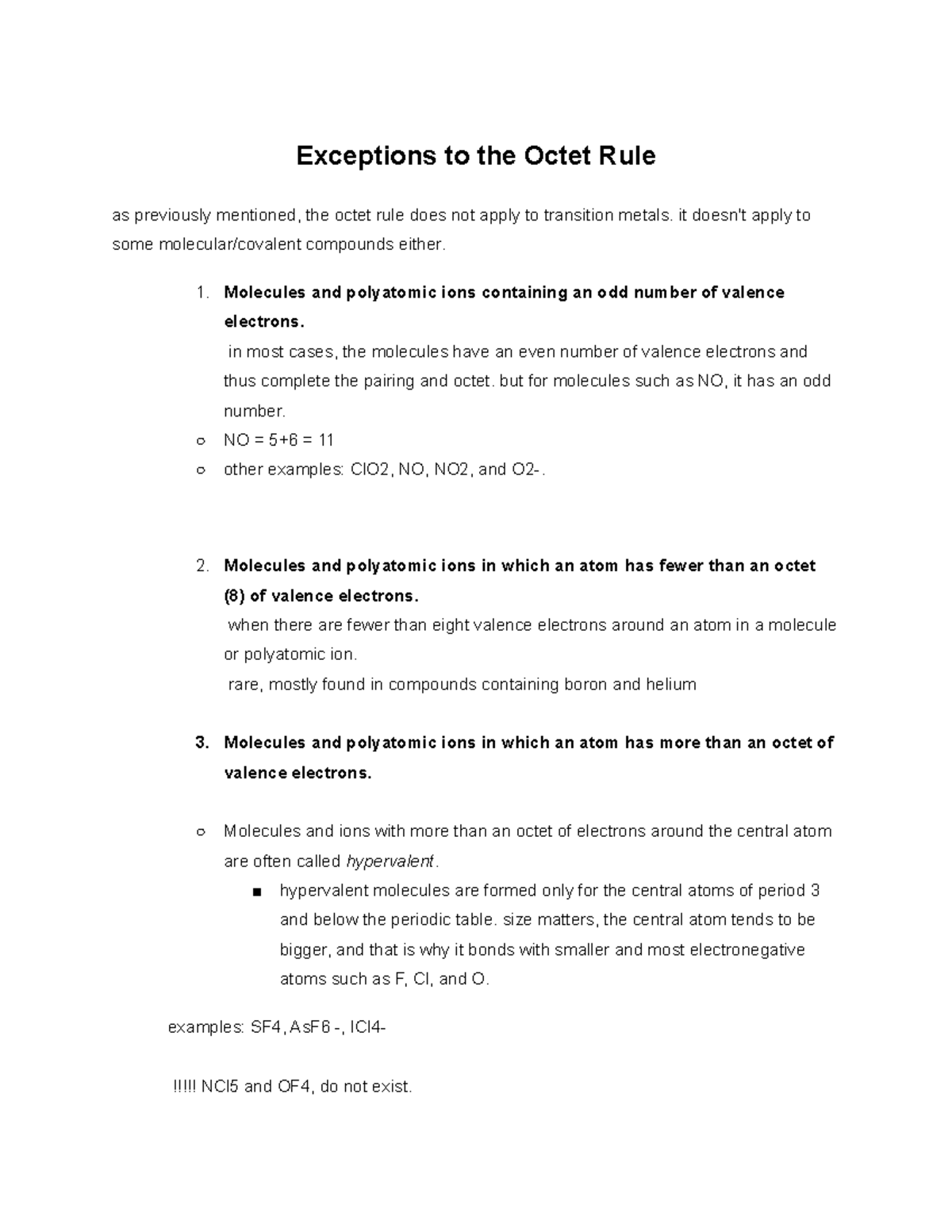 Exceptions to the Octet Rule - it doesn't apply to some molecular ...