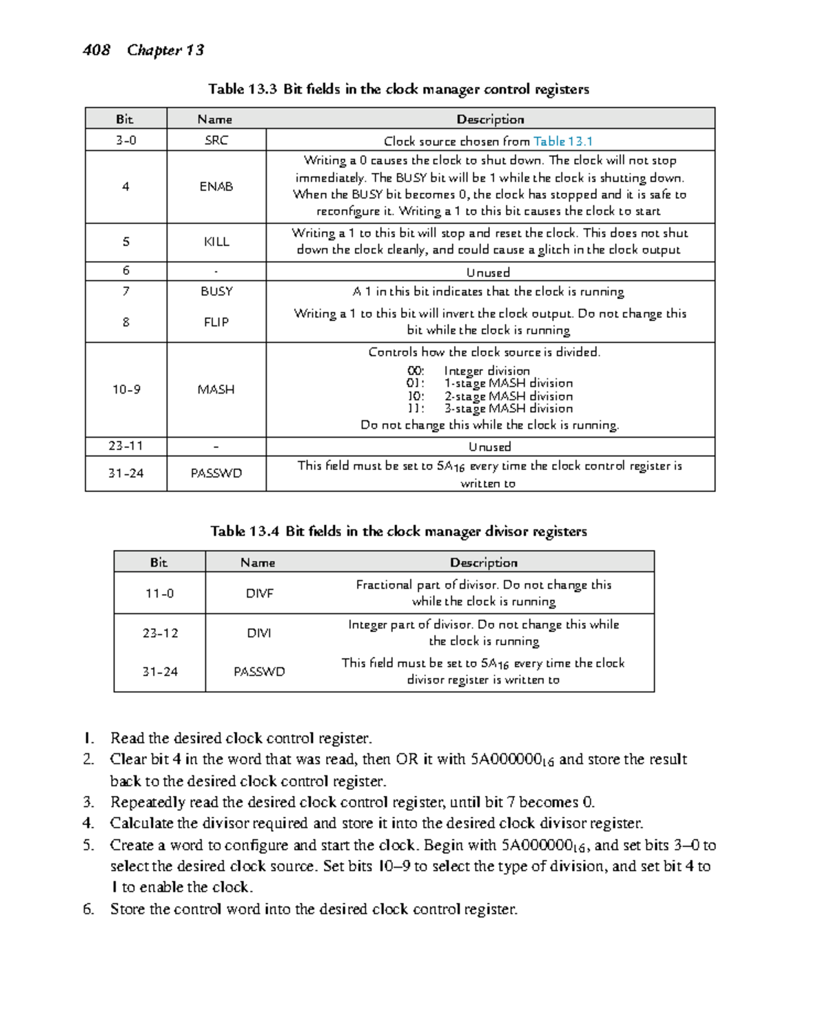Modern Assembly Language Programming 98 408 Chapter 13 Table 13 Bit Fields In The Clock