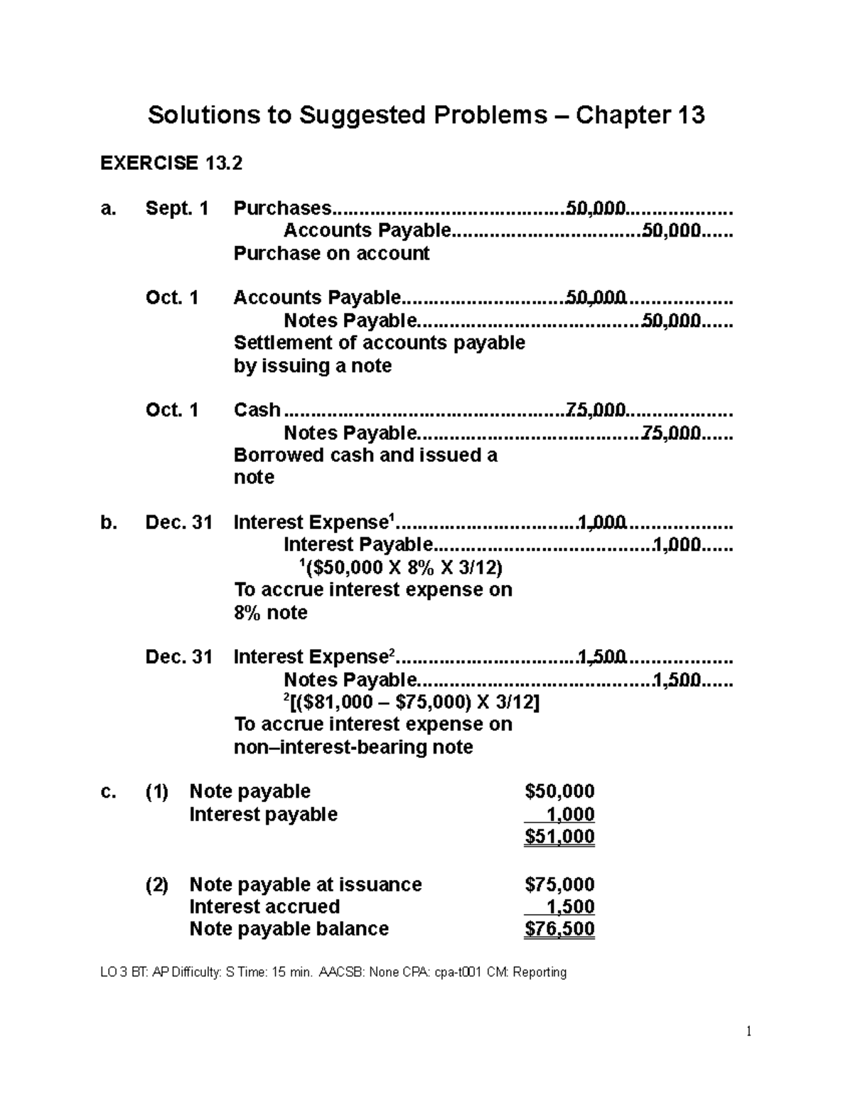 Ch 13 Solutions to Recommended Textbook Problems Current Liabilities ...