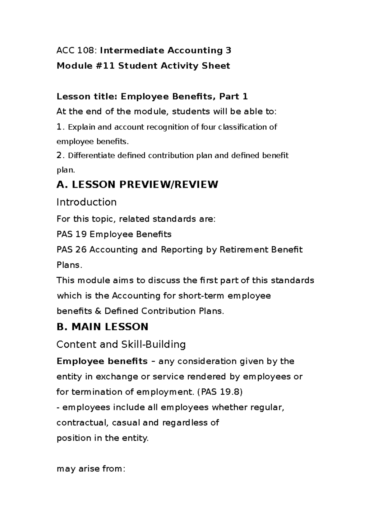 ACC 108- Intermediate Accounting 3 M11 - ACC 108: Intermediate ...