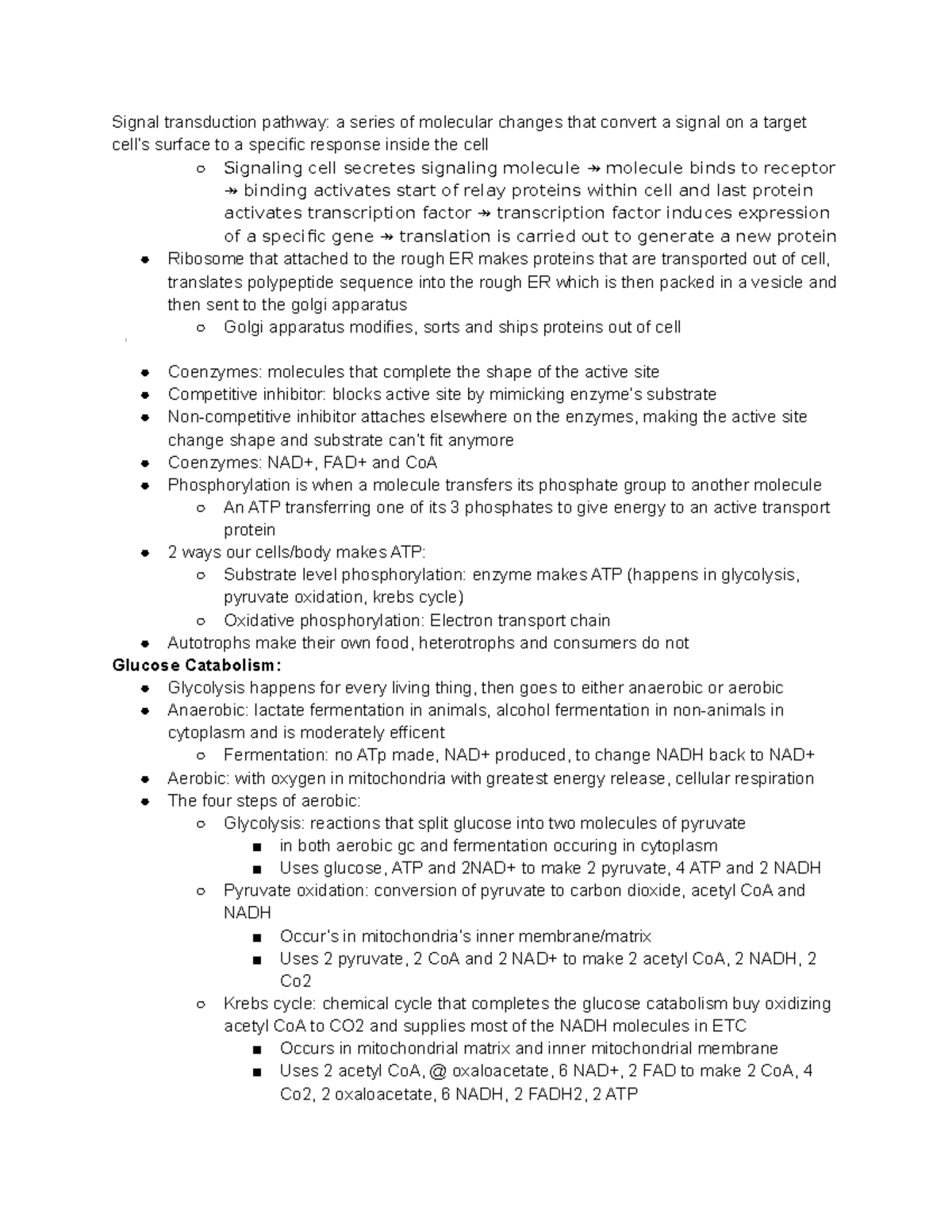 BIOL191 Study Guide - Signal transduction pathway: a series of ...