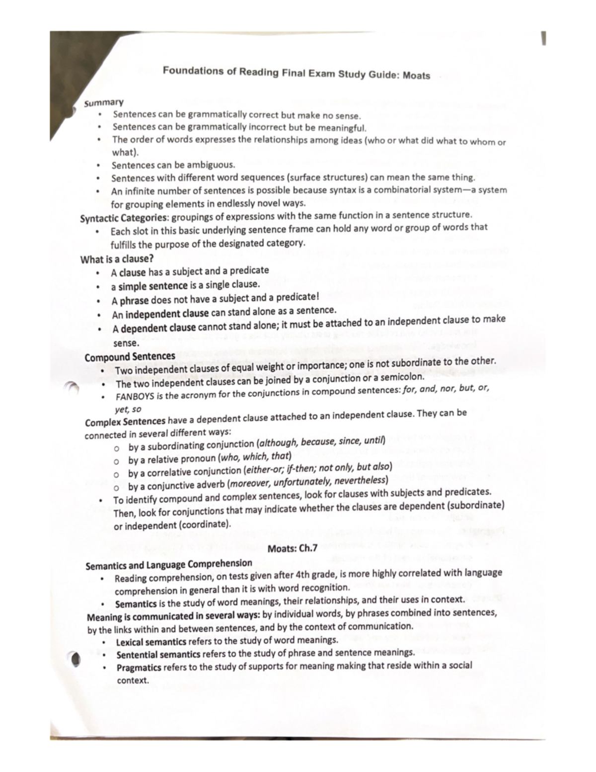 Foundations of Reading Final Exam Study Guide Moats-2 - RDNG 6313 - Studocu