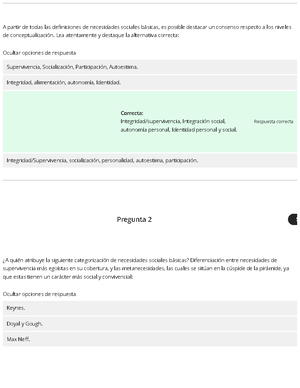 Desarrollo Personal DEL Trabajador Social Examen - Ocultar opciones de respuesta Ocultar ...