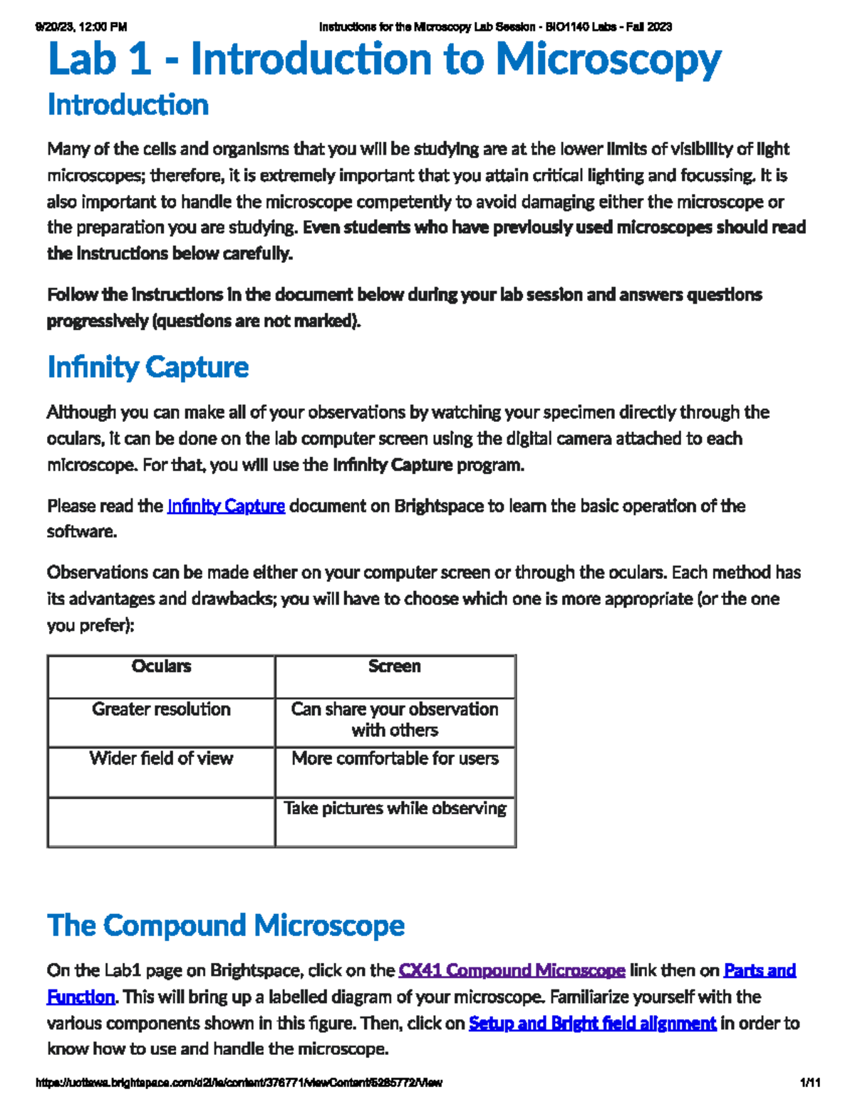 Bio Lab 1 - BIO lab manual - BIO1140 - Studocu
