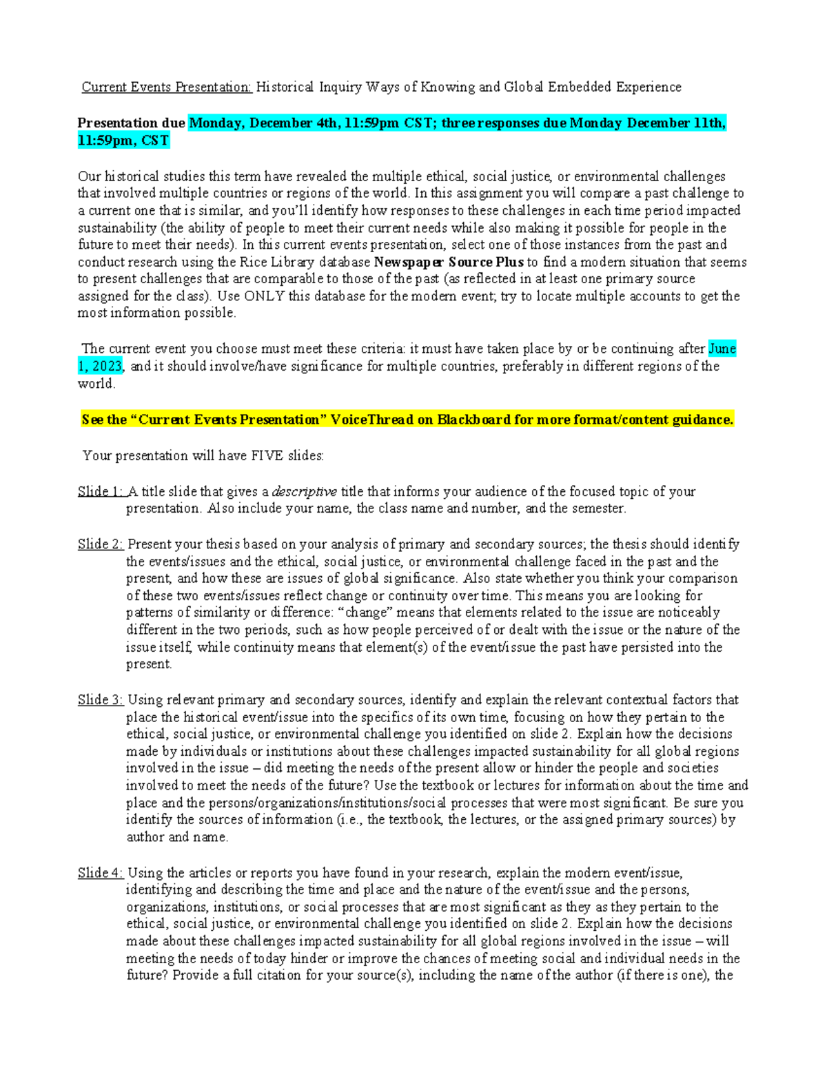 Current Events Presentation Fall - Current Events Presentation ...