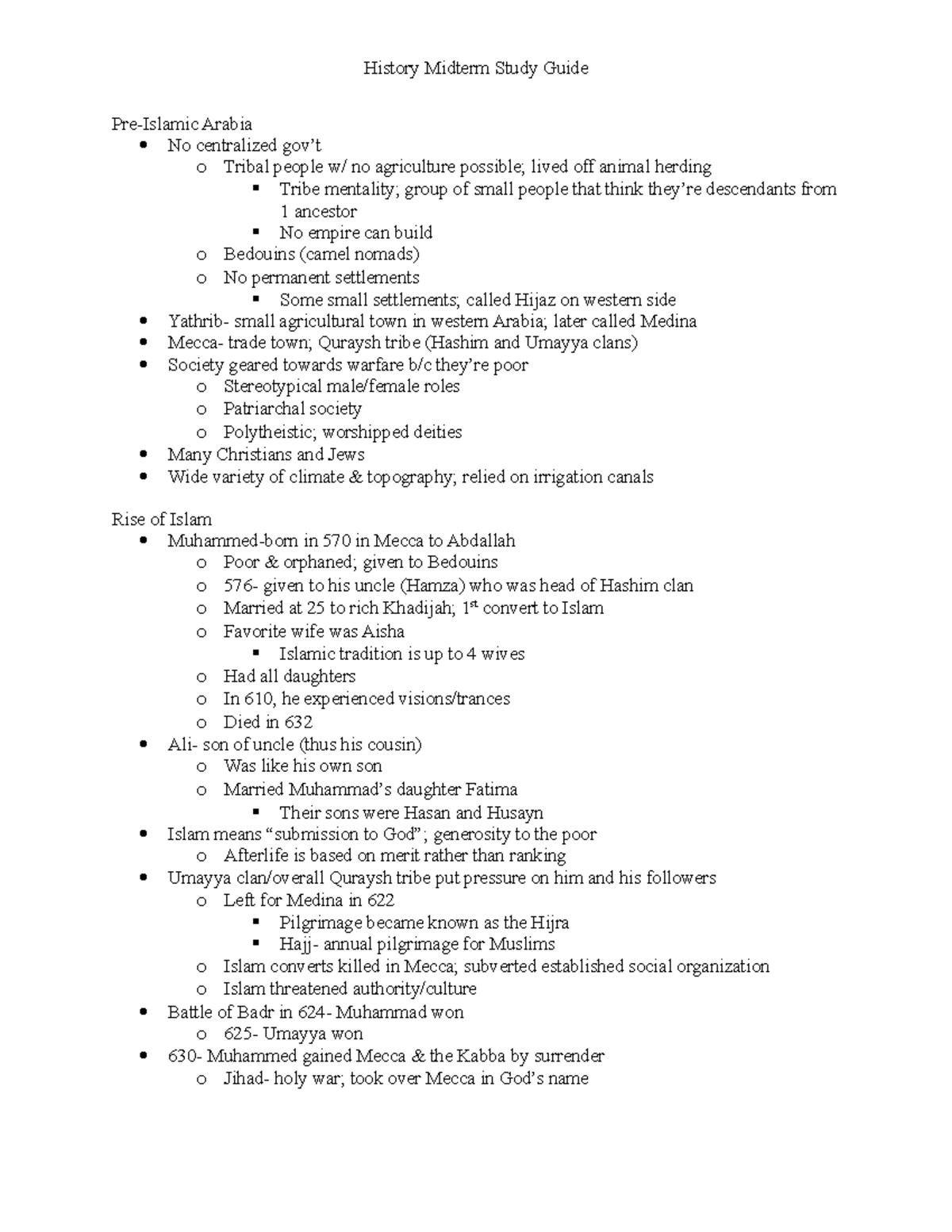Midterm Study Guide - Includes clear and concise notes from lectures ...