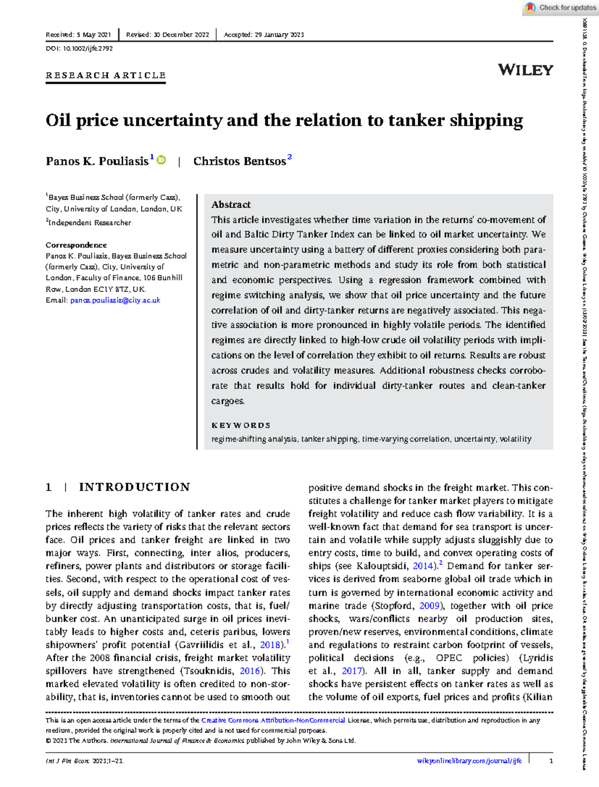 Oil price uncertainty and the relation t - Pouliasis 1 | Christos ...