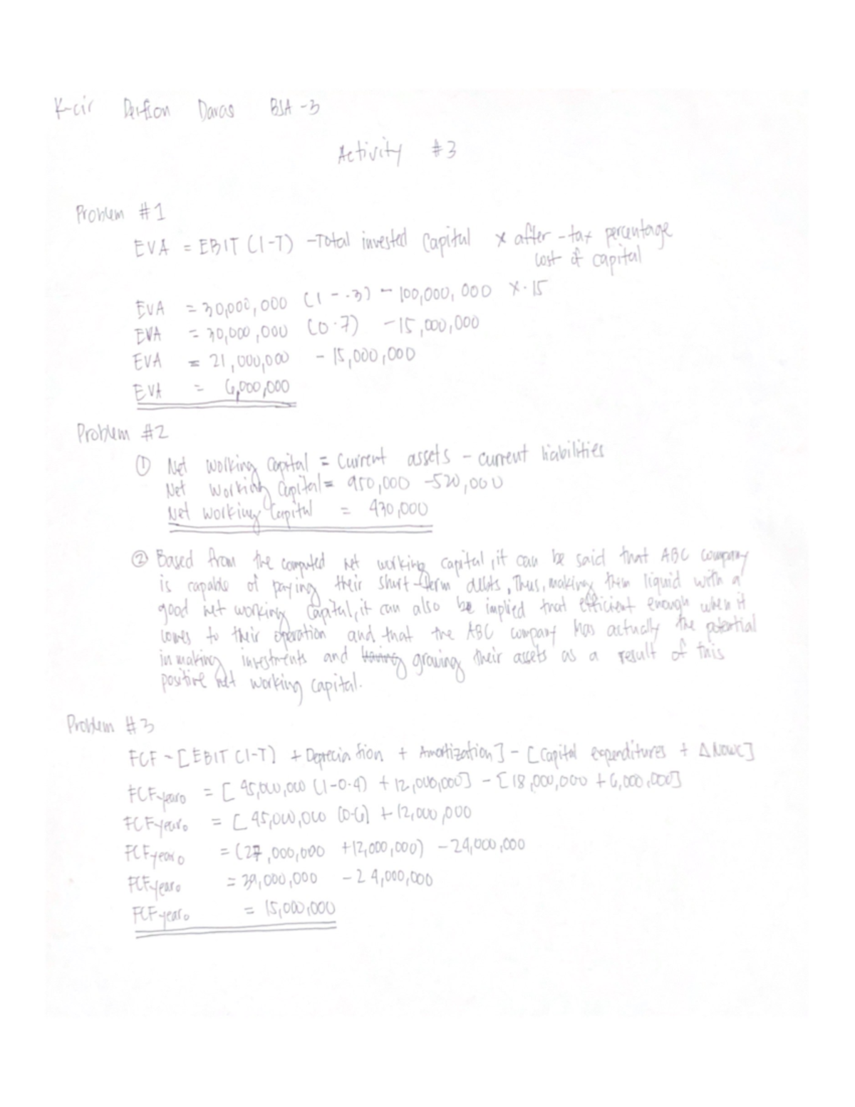 Activity 3 - none - Delfion Daras BSA Activity Probum EVA EBIT invested ...