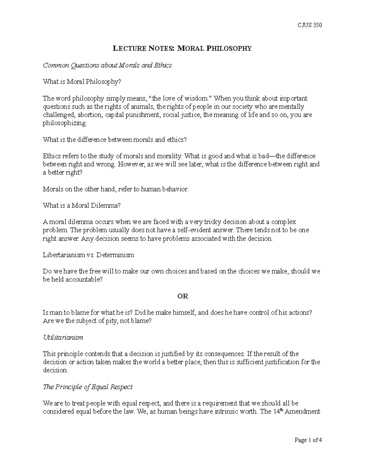 Lecture Notes Moral Philosophy - LECTURE NOTES: MORAL PHILOSOPHY Common ...