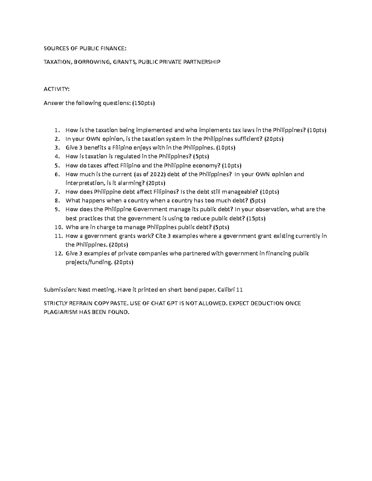 Activity-1 - Summary Financial Management, Part 1 - SOURCES OF PUBLIC ...