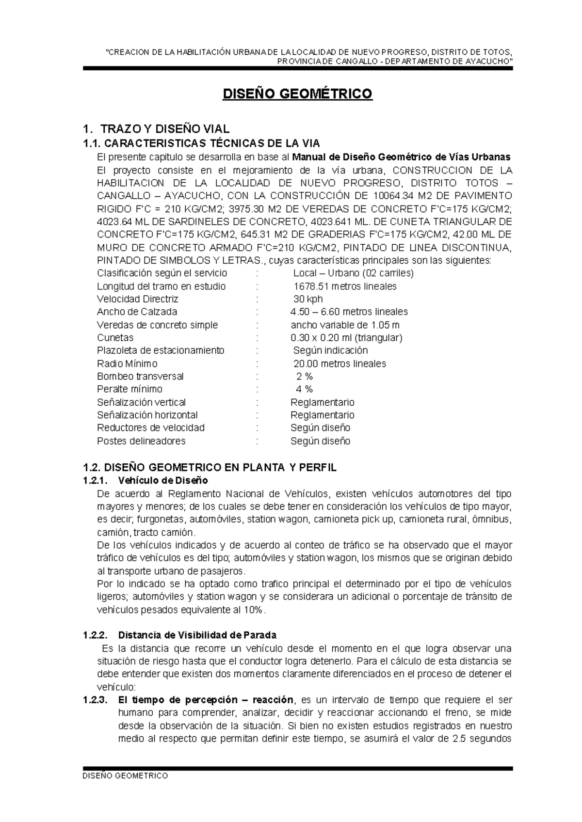 Diseño Geometrico - aasde - PROVINCIA DE CANGALLO - DEPARTAMENTO DE ...