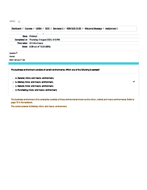 BSM1501 - Unisa - Business management 1A - Studocu