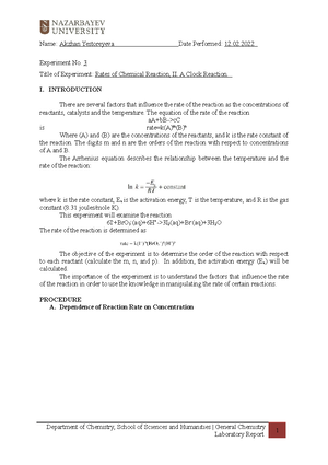 Lab Report Experiment 1 - Name: Iskander Kussain Date performed: 23 ...