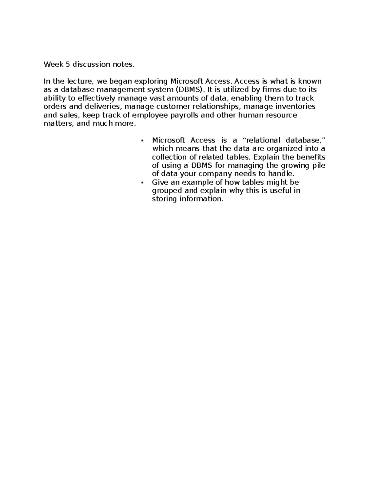 Week 5 voim112 discussion notes - Week 5 discussion notes. In the ...