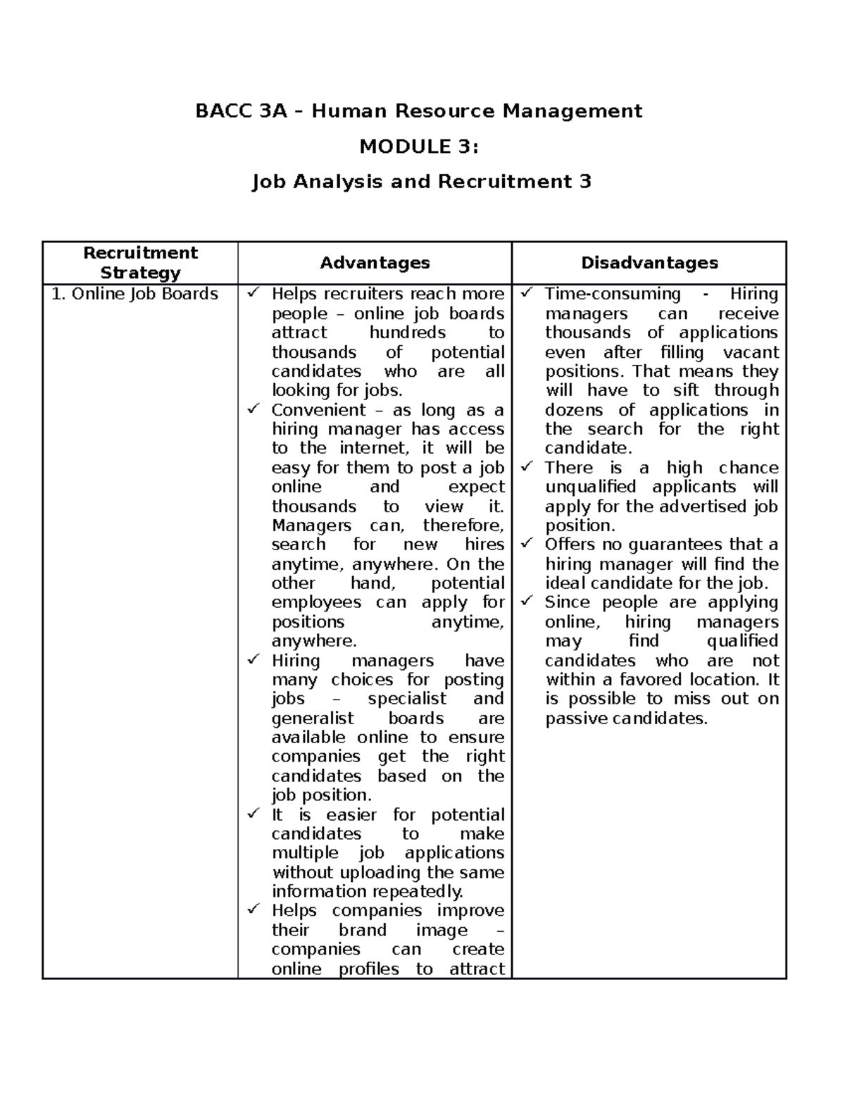 BACC 3 A - Human Resource Management - Module 3 - Job Analysis and ...