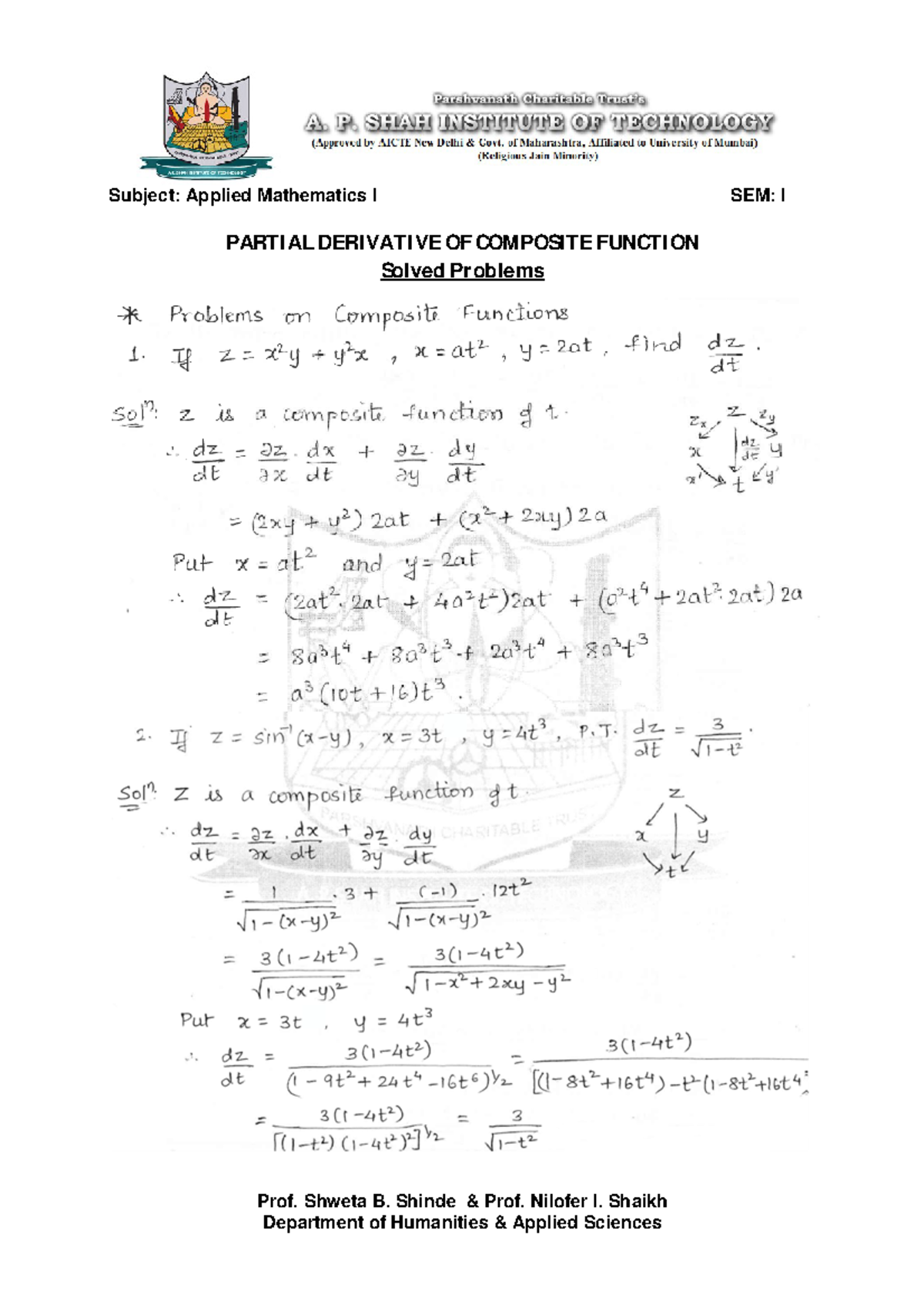3. Partial Derivatives of Composite Functions - Solved Examples - Applied Mathematics‐II - Studocu