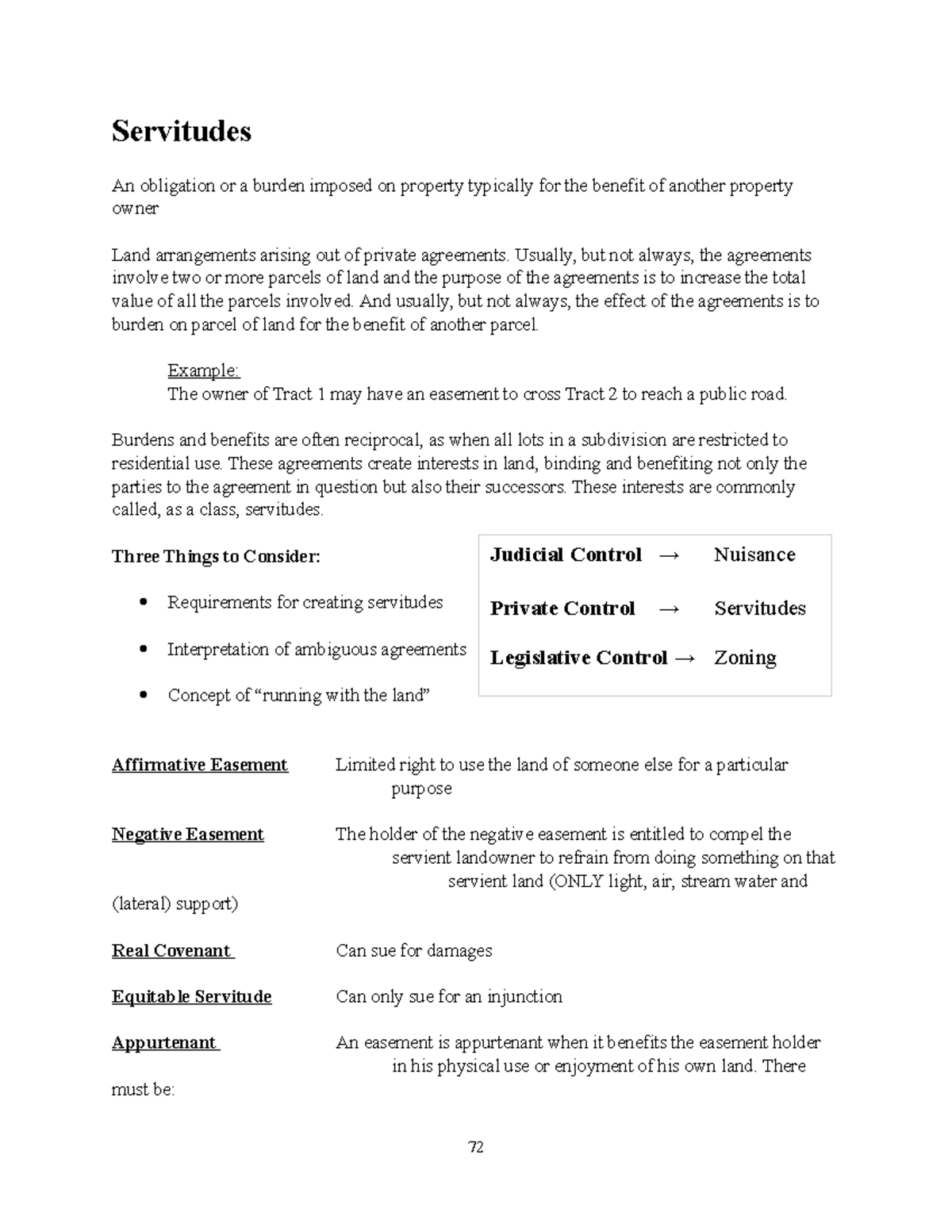Servitudes: Land arrangements and types - Studocu