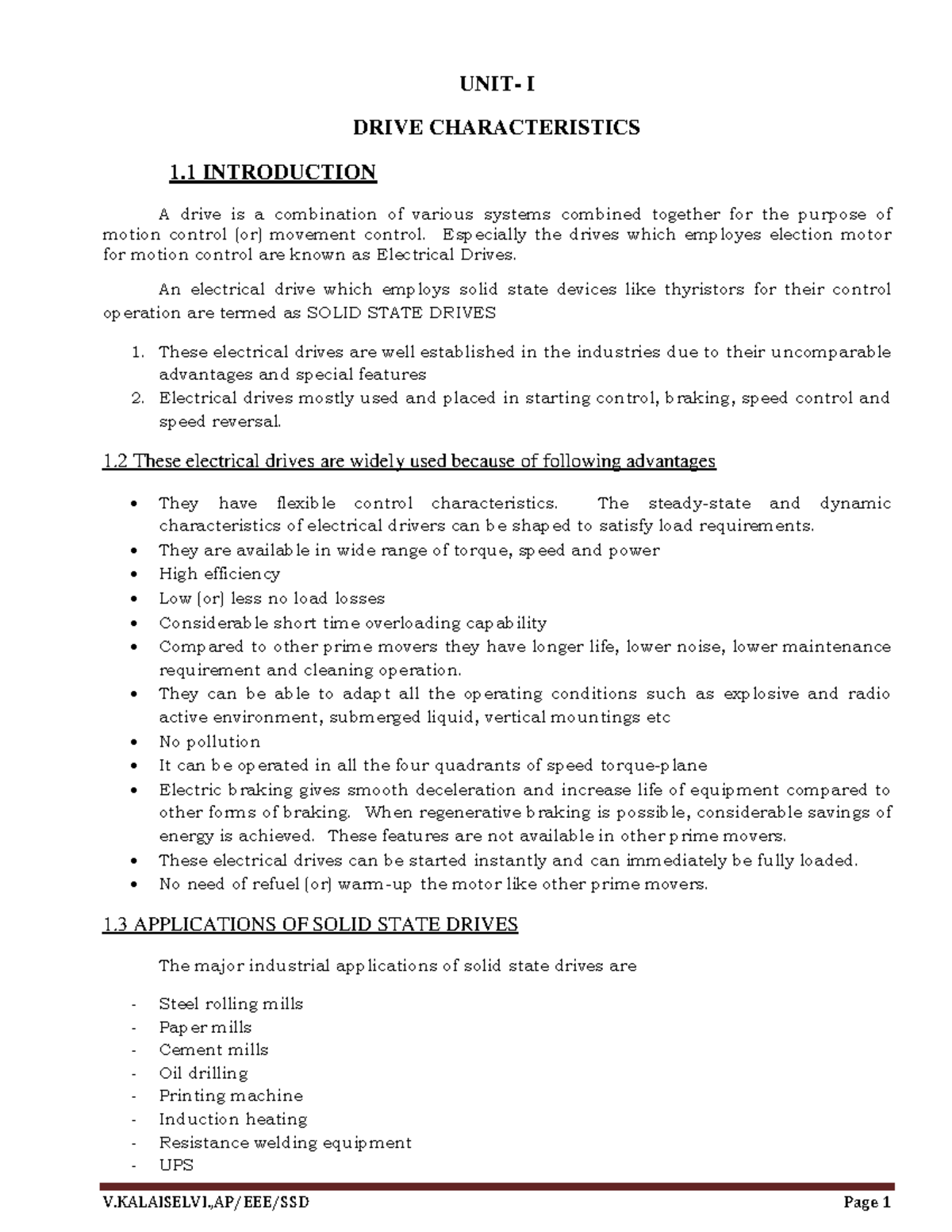 SSD(U1) - Solid State Drives Lecture Notes - V.,AP/EEE/SSD Page 1 UNIT ...