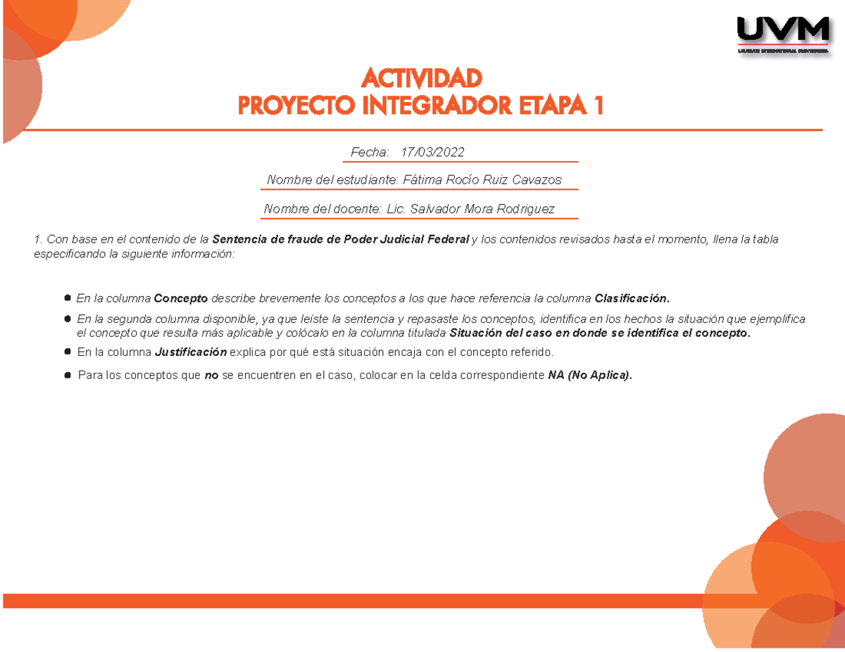 A2 FRRC - activad 2 proyecto integrador etapa 1 - ACTIVIDAD PROYECTO INTEGRADOR ETAPA 1 Fecha ...