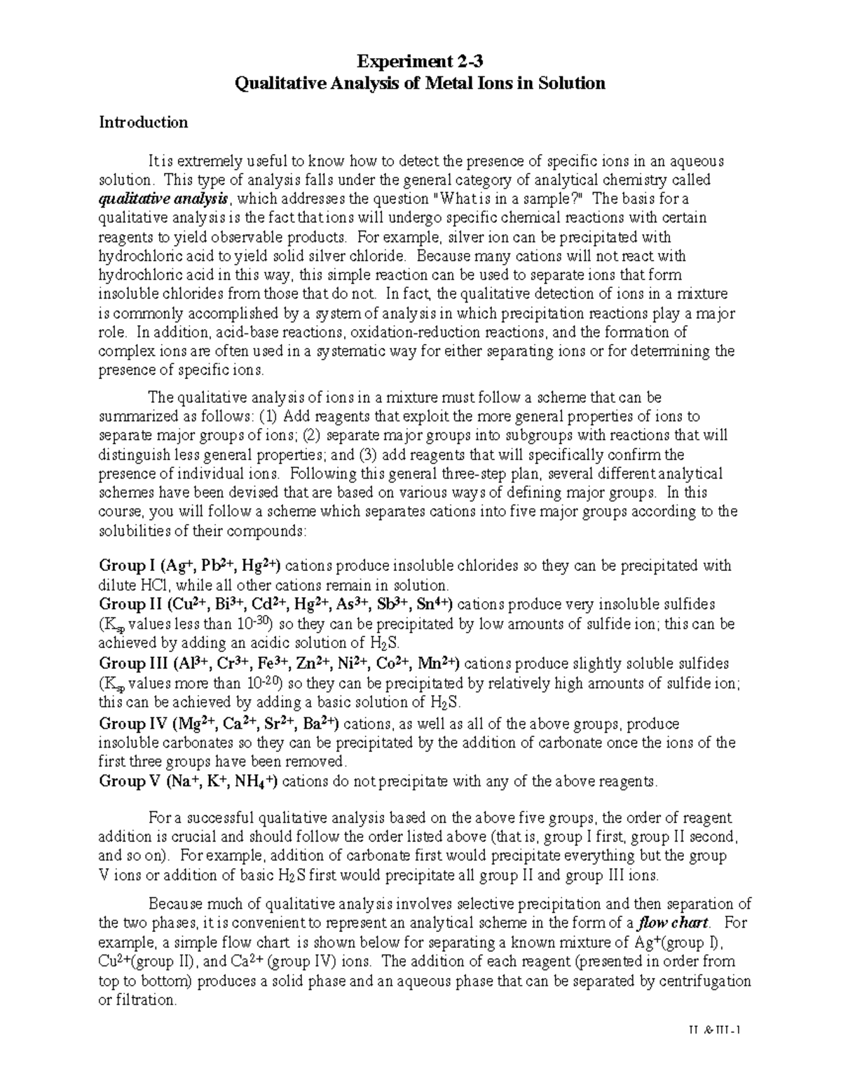 2-3-qualanalysis - for chem - II & III- Experiment 2- Qualitative ...