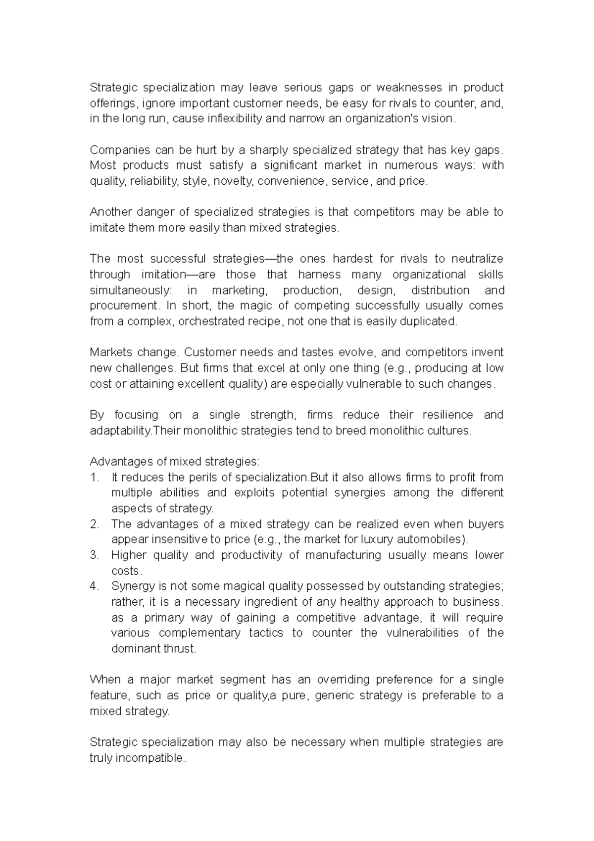 Nots the generic strategy trap - Strategic specialization may leave ...