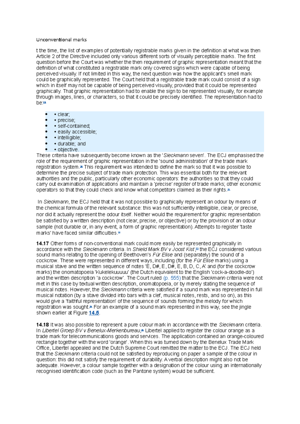 Unconventional marks - Lecture notes 1-5 - Unconventional marks t the ...
