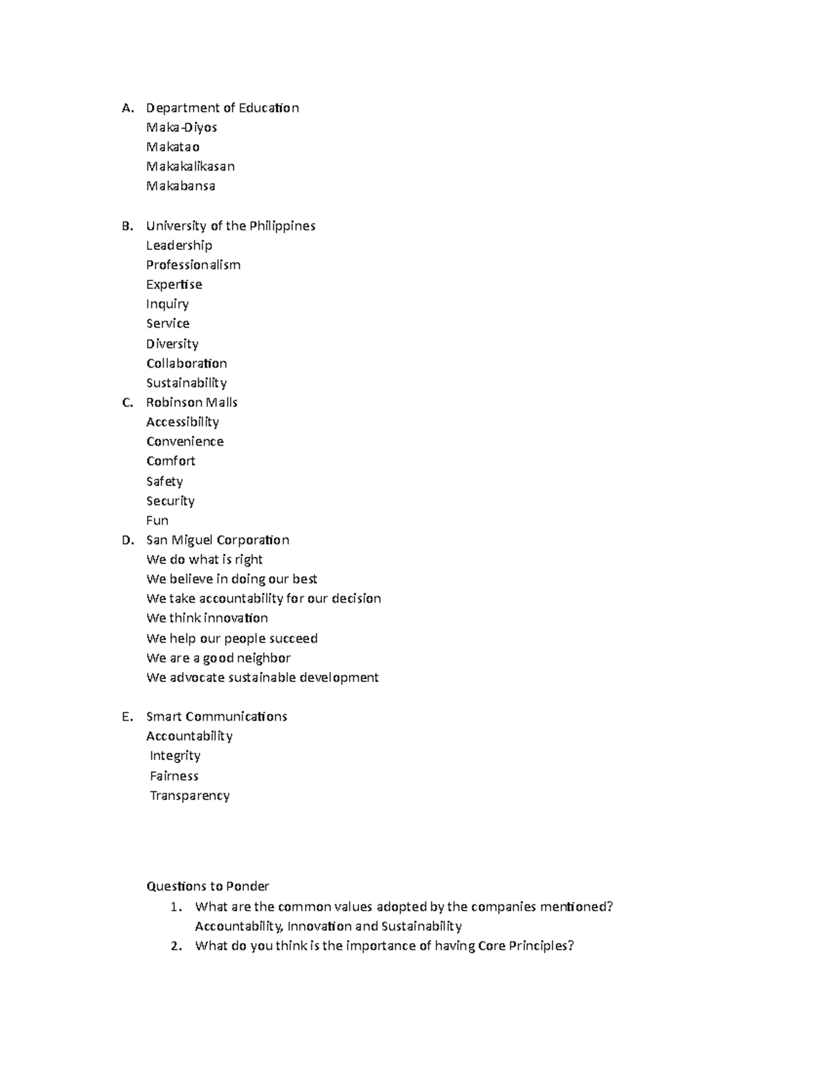 Corevalues.doc - Activities - A. Department of Education Maka-Diyos ...