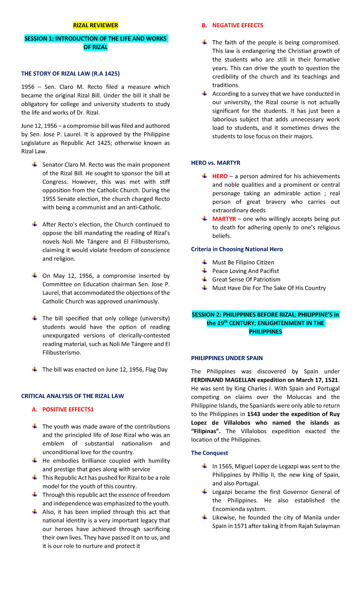 Rizal- Prelim- Reviewer - RIZAL REVIEWER SESSION 1: INTRODUCTION OF THE ...