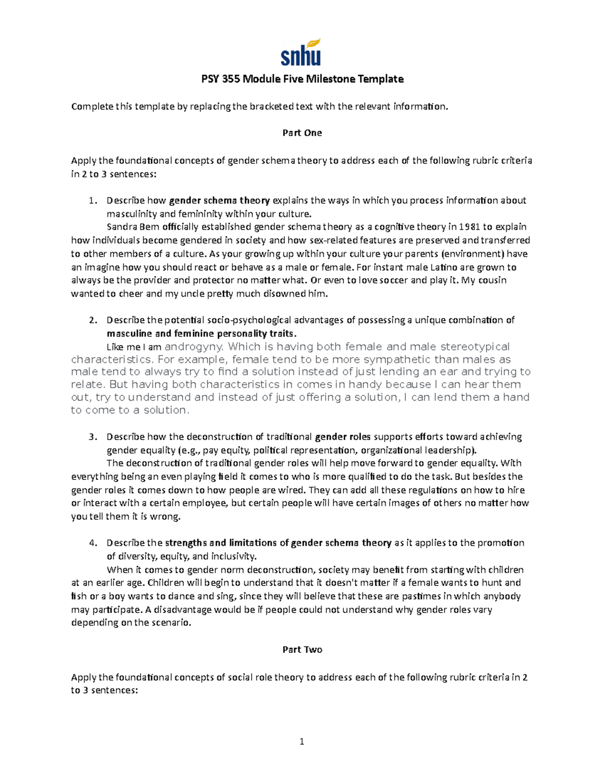 PSY 355 Module Five Milestone Template - PSY 355 Module Five Milestone Template Complete this ...