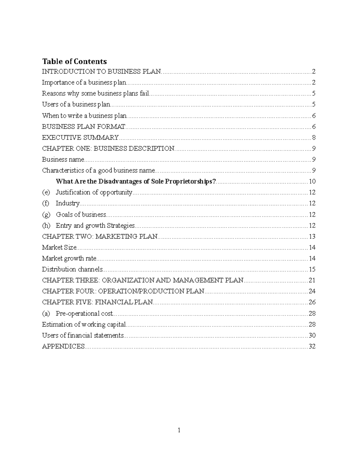 A- Manual - Course work - Table of Contents INTRODUCTION TO BUSINESS ...