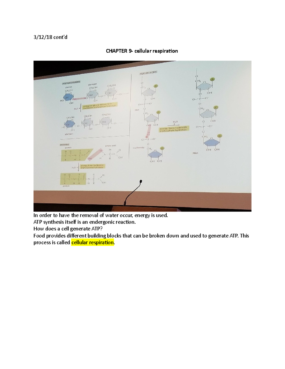 Lecture notes Chapter 9 - 3/12/18 cont’d CHAPTER 9- cellular ...