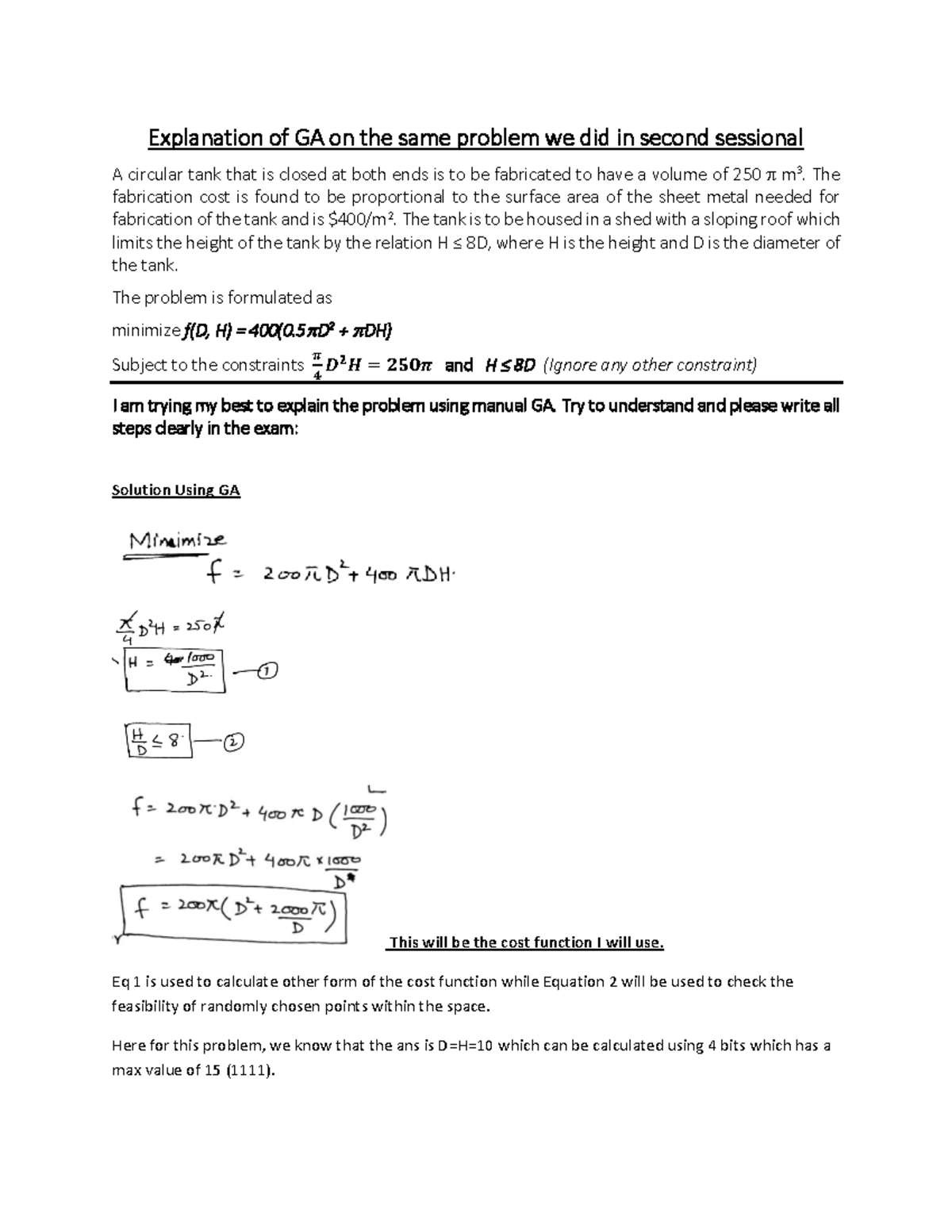 GA Prob - Lecture notes Genetic Algorithm - Explanation of GA on the ...
