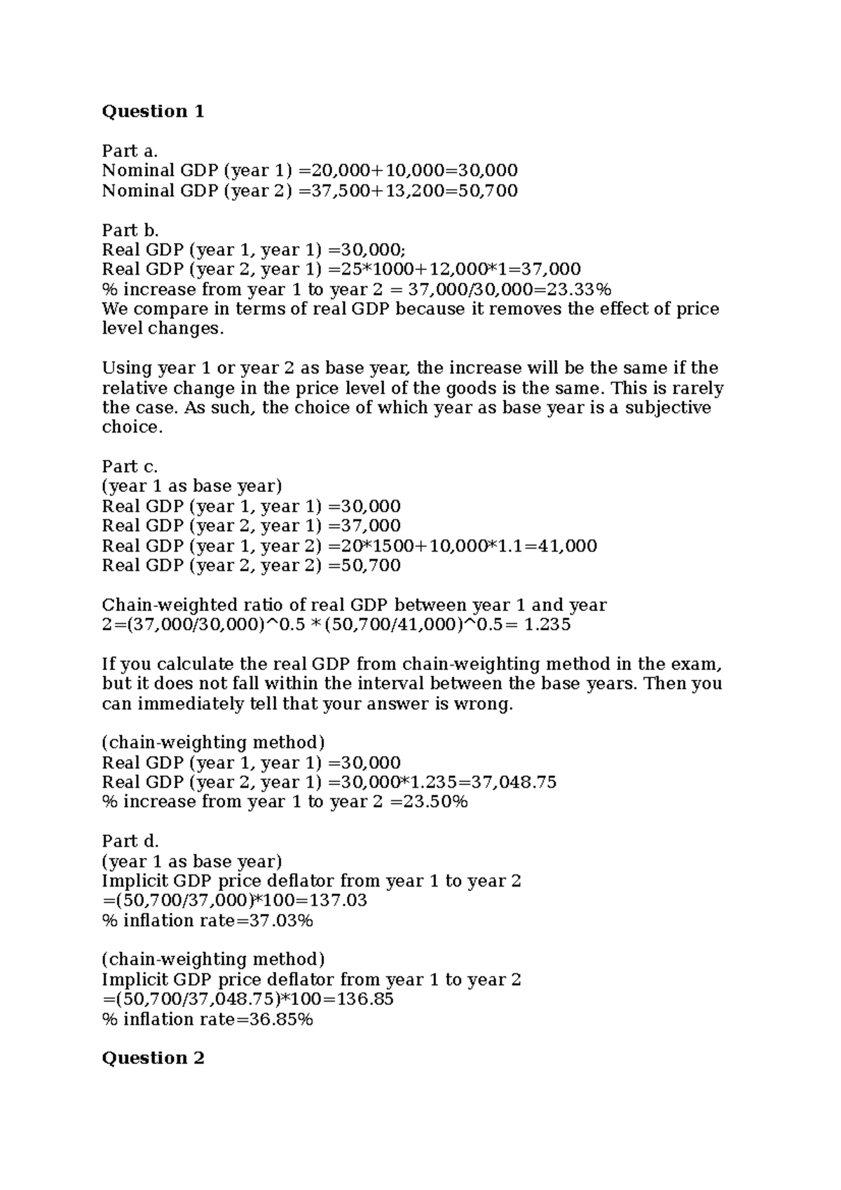 Tutorial 1 Prep - Real GDP Calculation and Graphs - Question 1 Part a ...